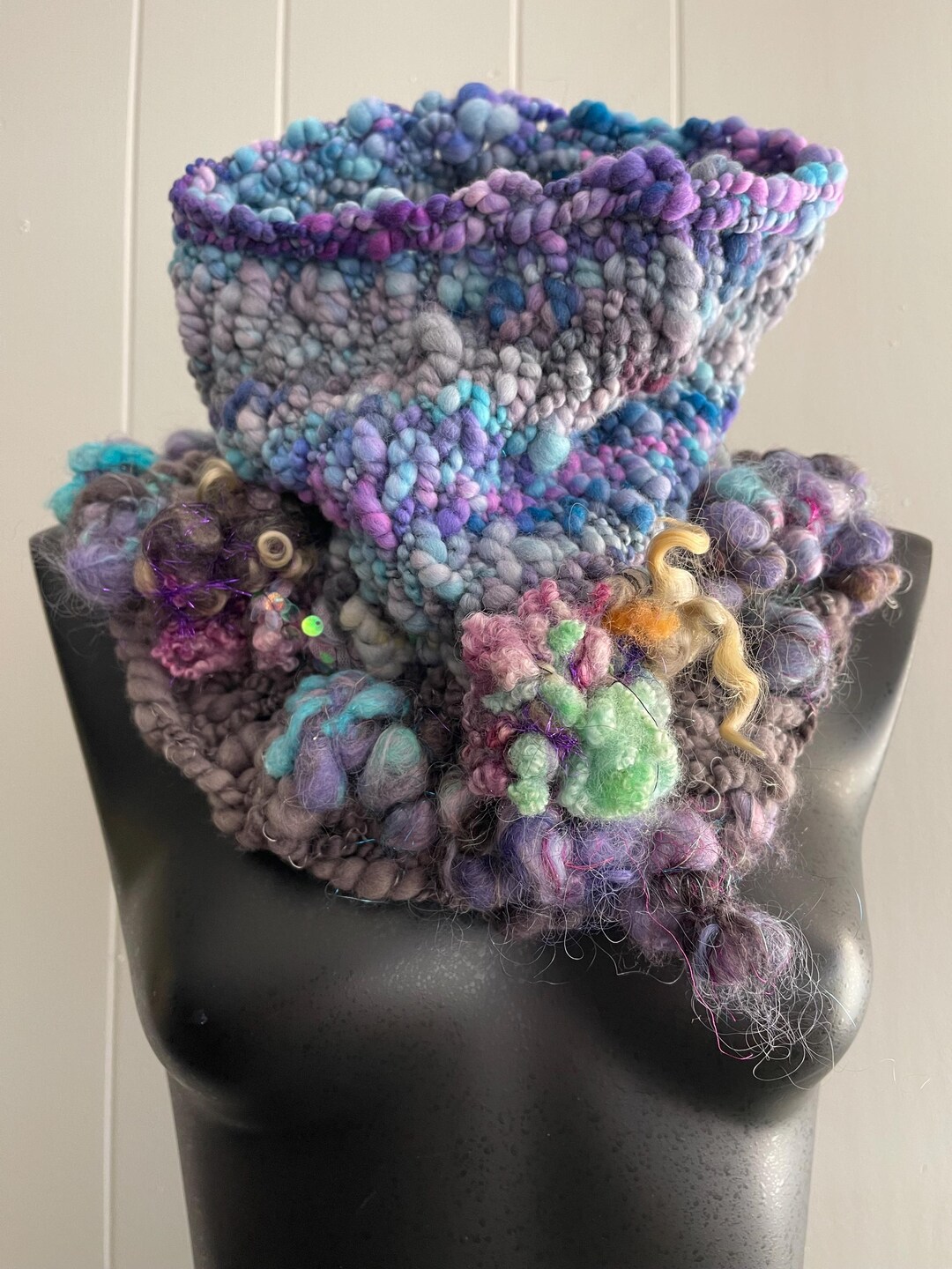 Freaky Fiber Cowl Handspun Art Yarn Neck Warmer Awesome Texture - Etsy
