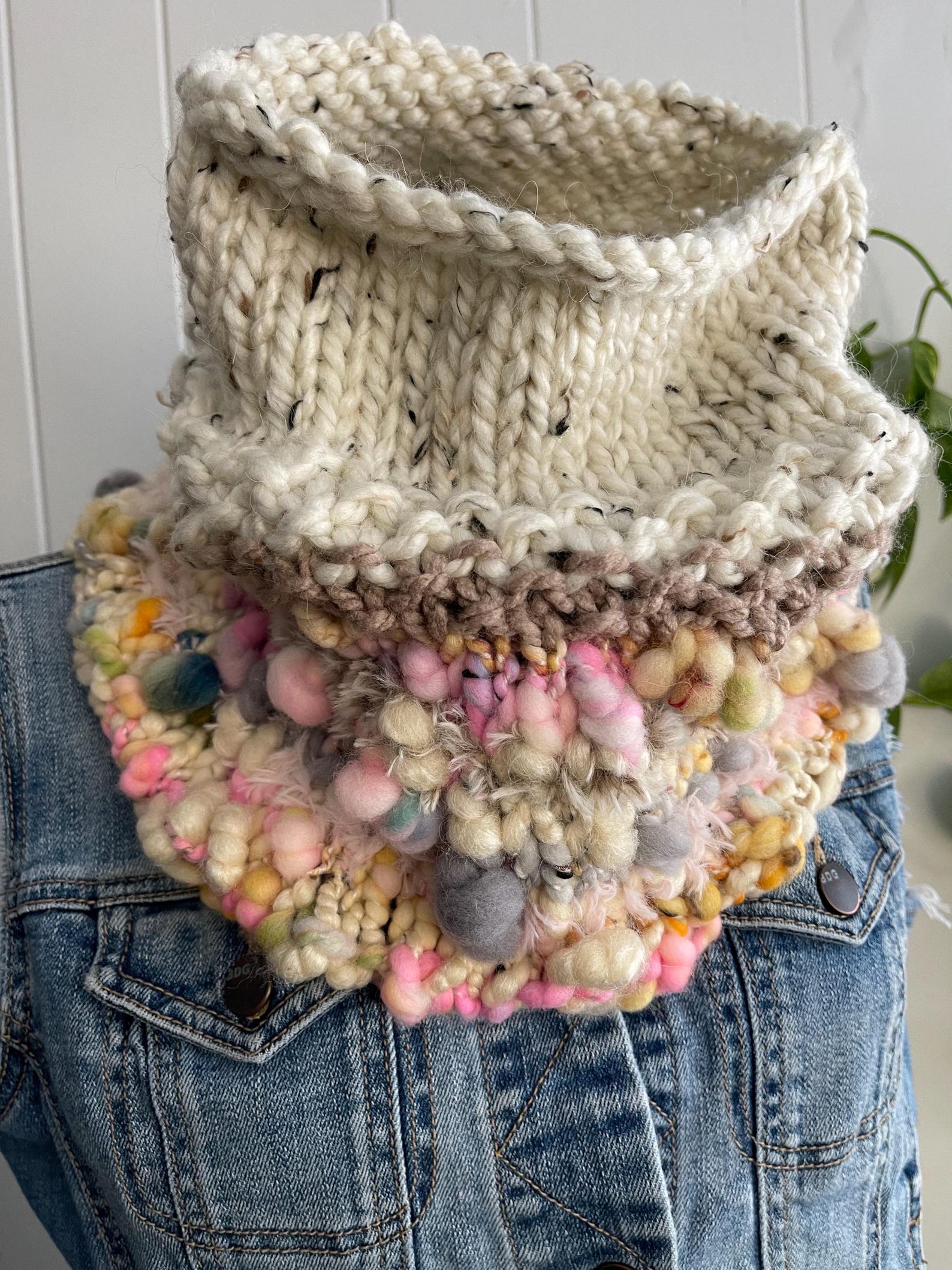 Wintery Blush Cowl Handspun Art Yarn Neck Warmer Awesome Texture - Etsy
