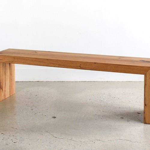 Reclaimed Wood Plank Bench / Tapered Legs - Etsy