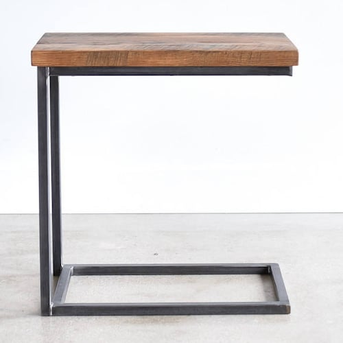 Wide Reclaimed Wood C-table / Industrial Metal C-end Table / - Etsy