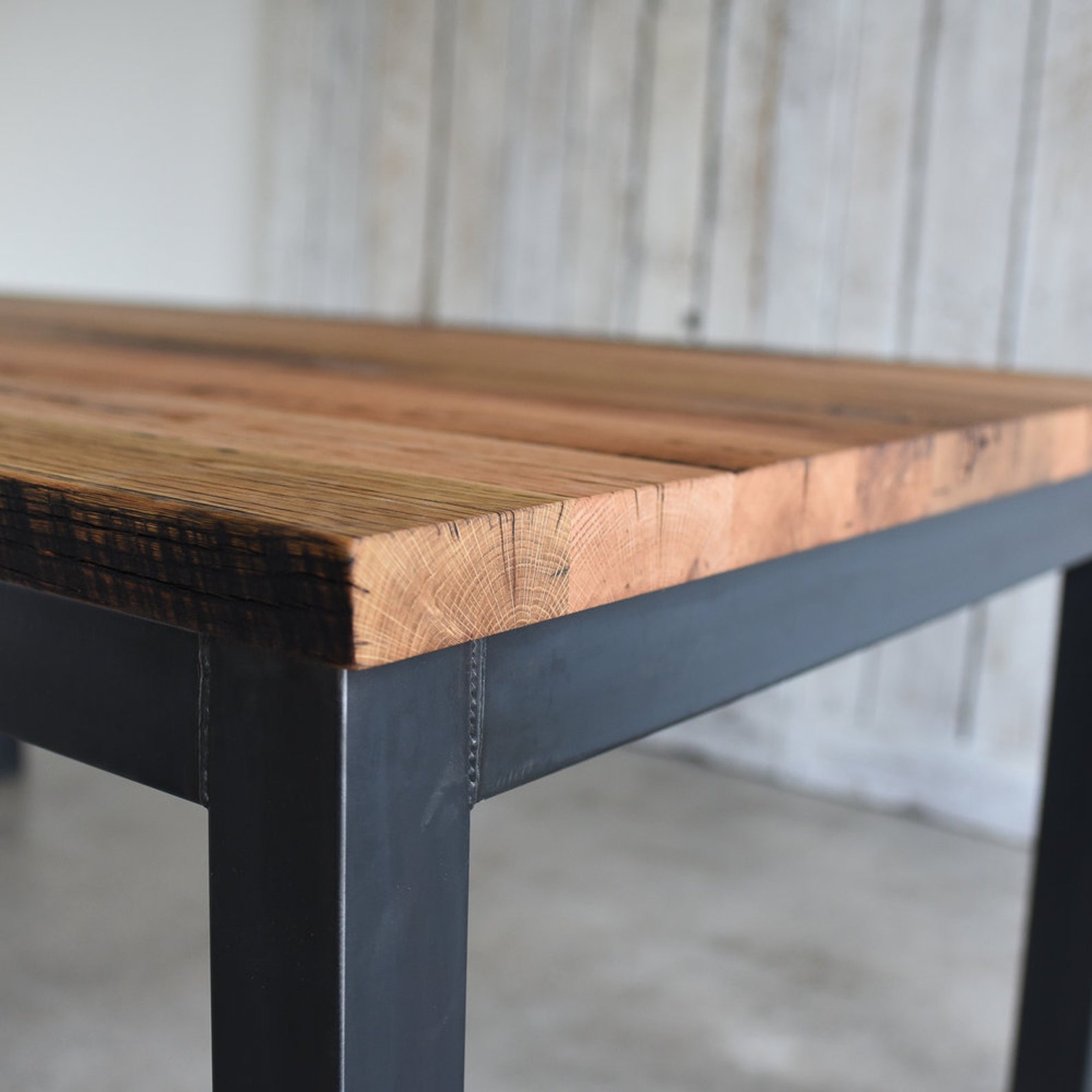 Industrial Dining Table | Solid Wood Kitchen Table | Steel Frame - Etsy