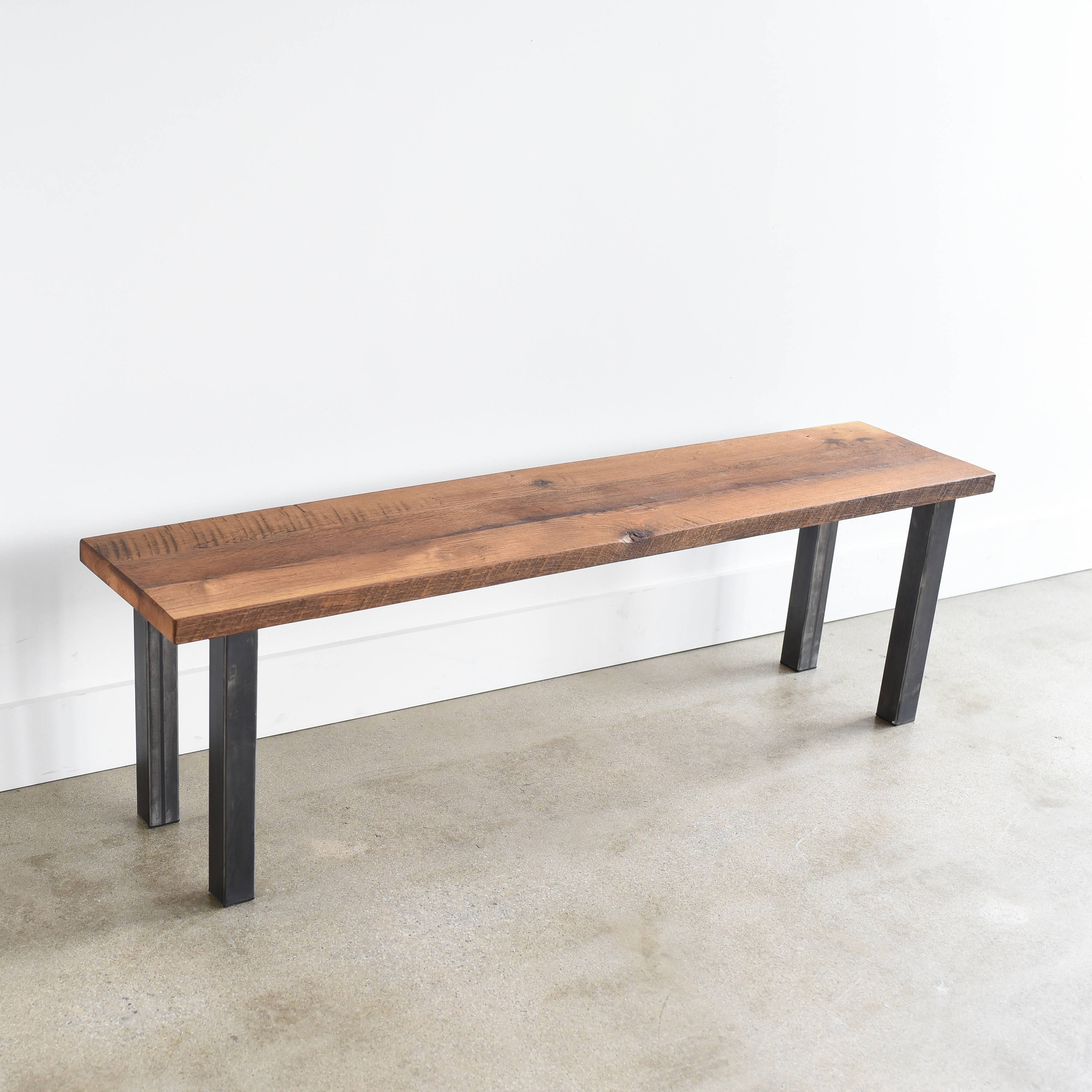 Industrial Reclaimed Wood Bench / Post Steel Legs | Etsy