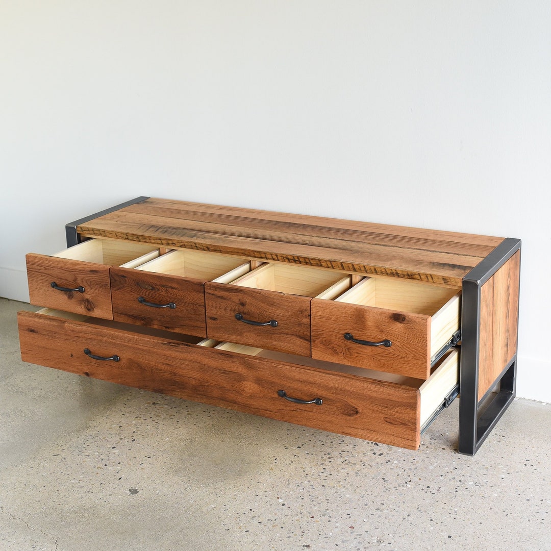 60" Storage Bench / Entryway Reclaimed Wood 5-drawer Bench - Etsy
