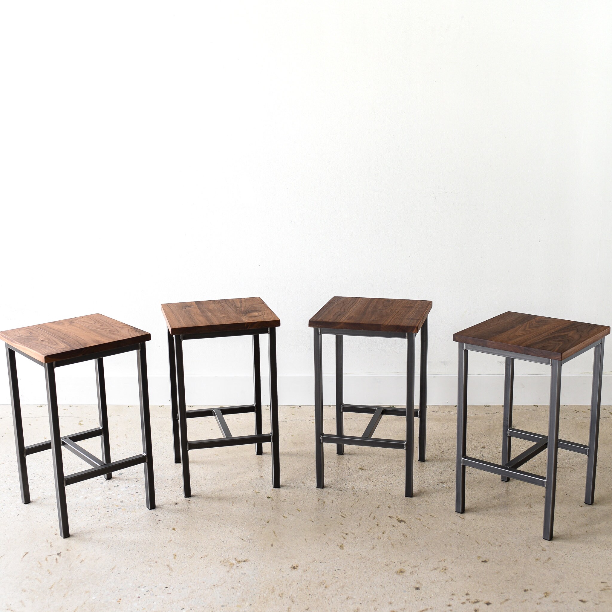 Walnut Backless Bar Stools / Counter Height Stools - Etsy