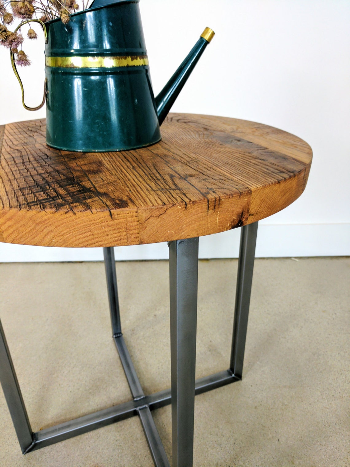 Reclaimed Wood Round Side Table / Accent Table / End Table - Etsy