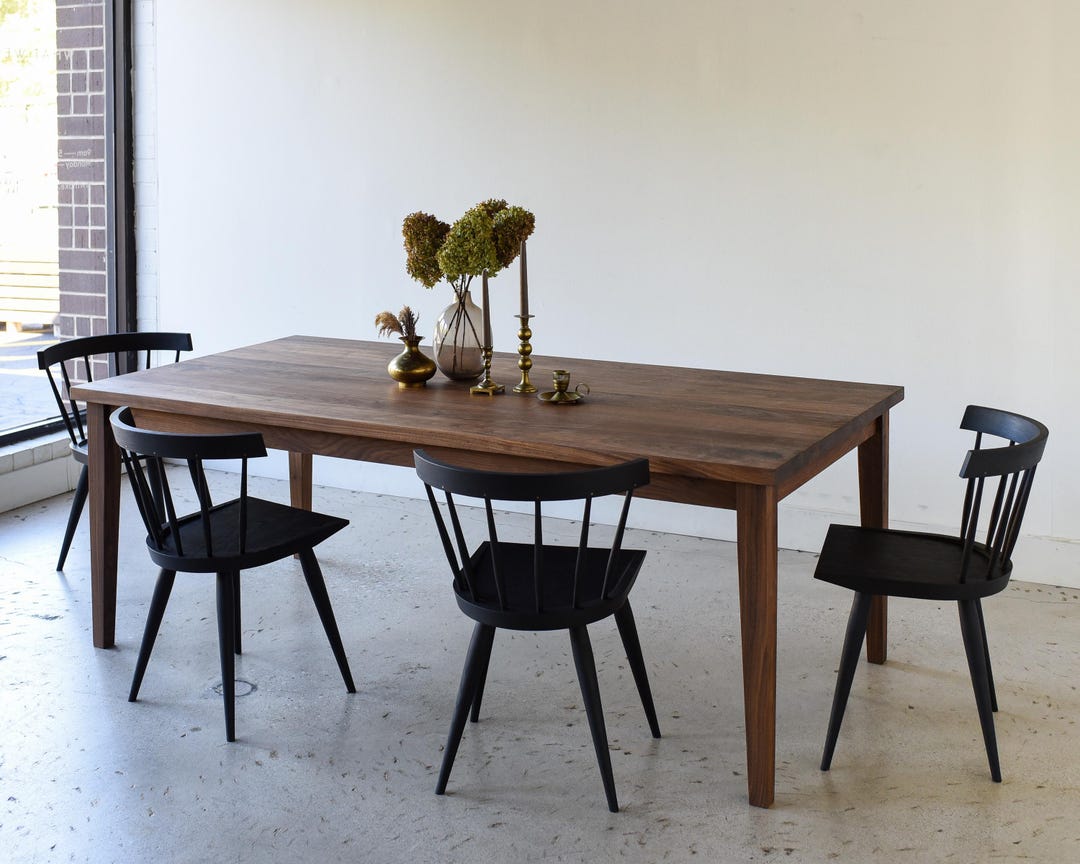 Solid Walnut Dining Table Featuring Tapered Legs - Ships Quick! - Etsy