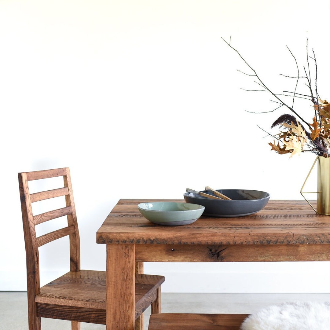 Quick Ship Rustic Farmhouse Kitchen Table | Reclaimed Wood Plank Dining ...