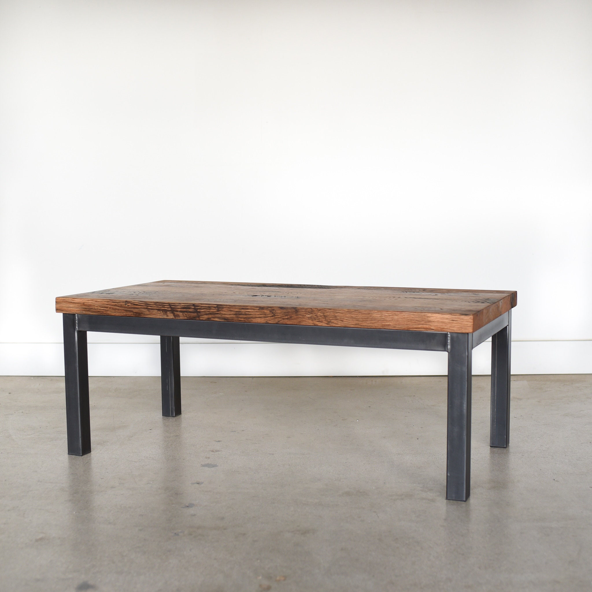 Reclaimed Wood Post Leg Coffee Table With 2 Thick Top | Etsy