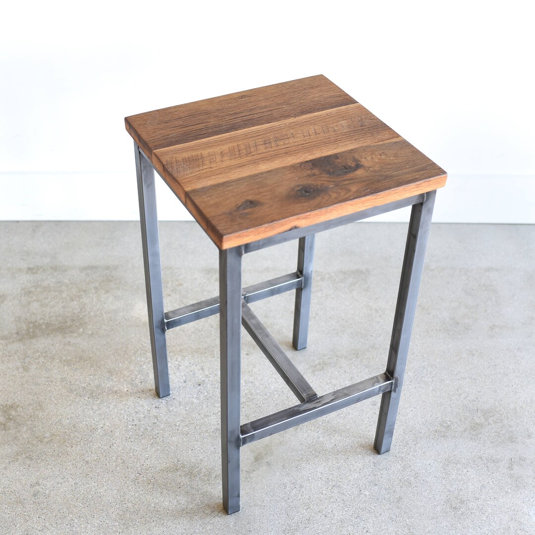 Rustic Bar Stool Made From Reclaimed Barn Wood / Backless Counter Stool ...