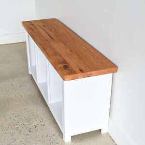 Wood + White Storage Bench / Reclaimed Cubby Bench - Etsy