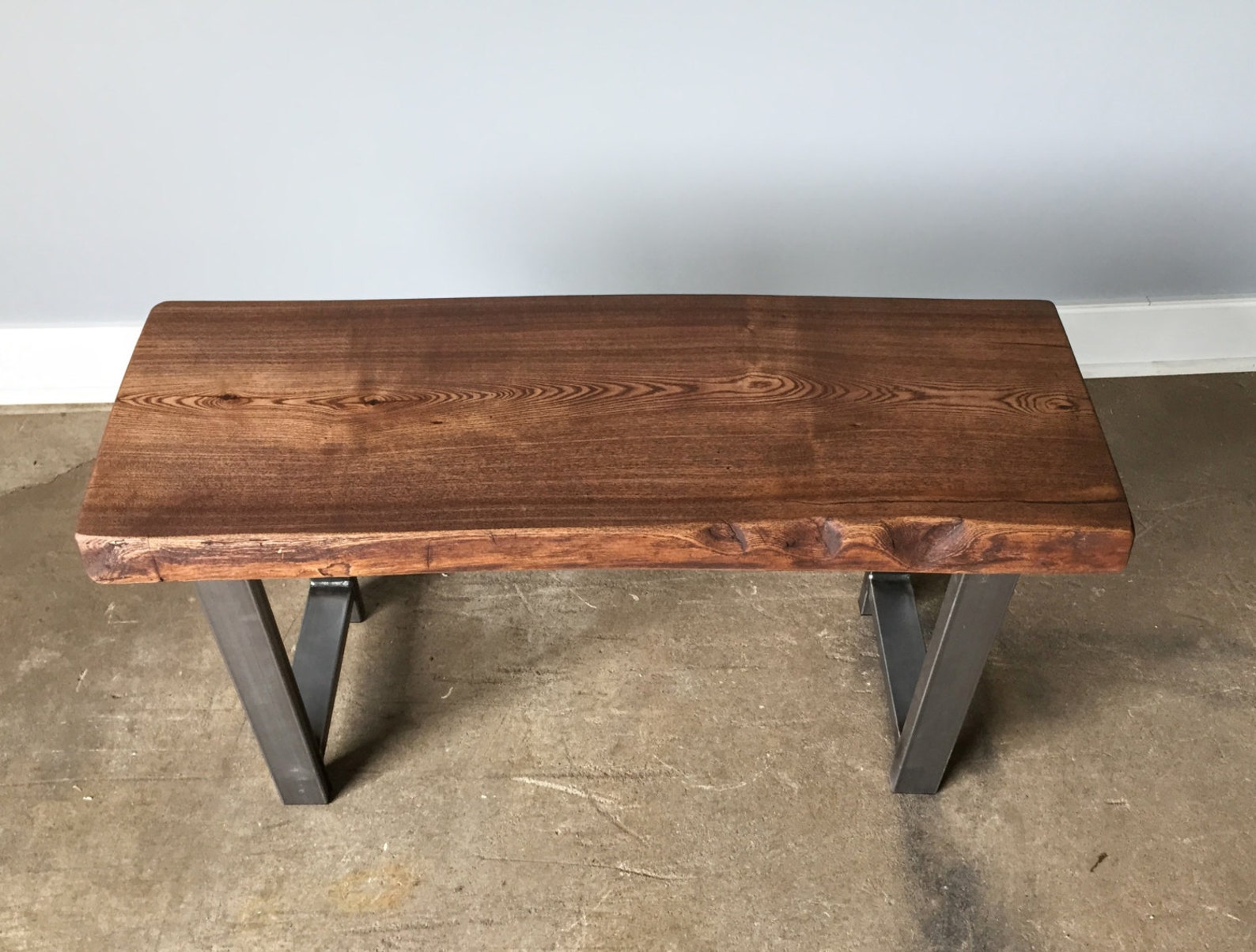 Reclaimed Wood Live Edge Bench / Industrial Entryway Bench - Etsy