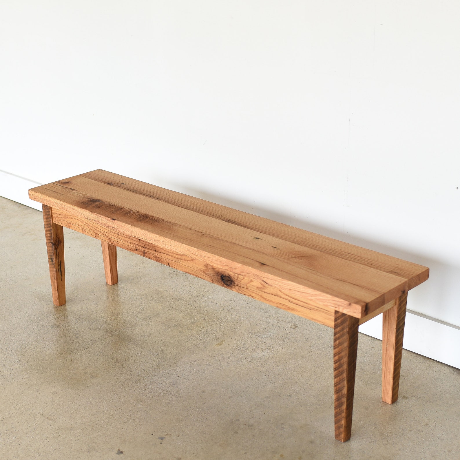 Reclaimed Wood Plank Bench / Tapered Legs - Etsy