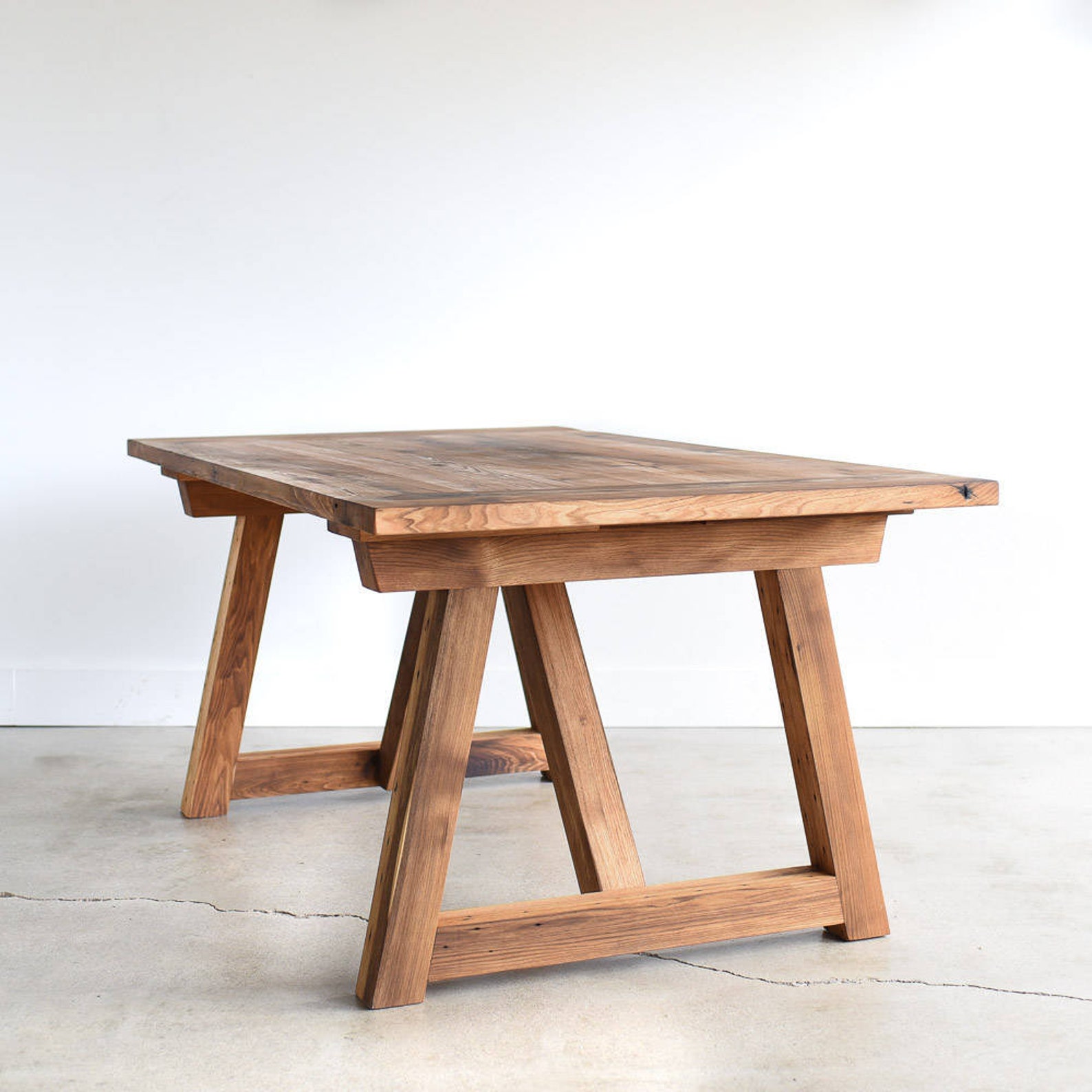 Farmhouse Trestle Table Made From Reclaimed Wood / Solid Wood - Etsy