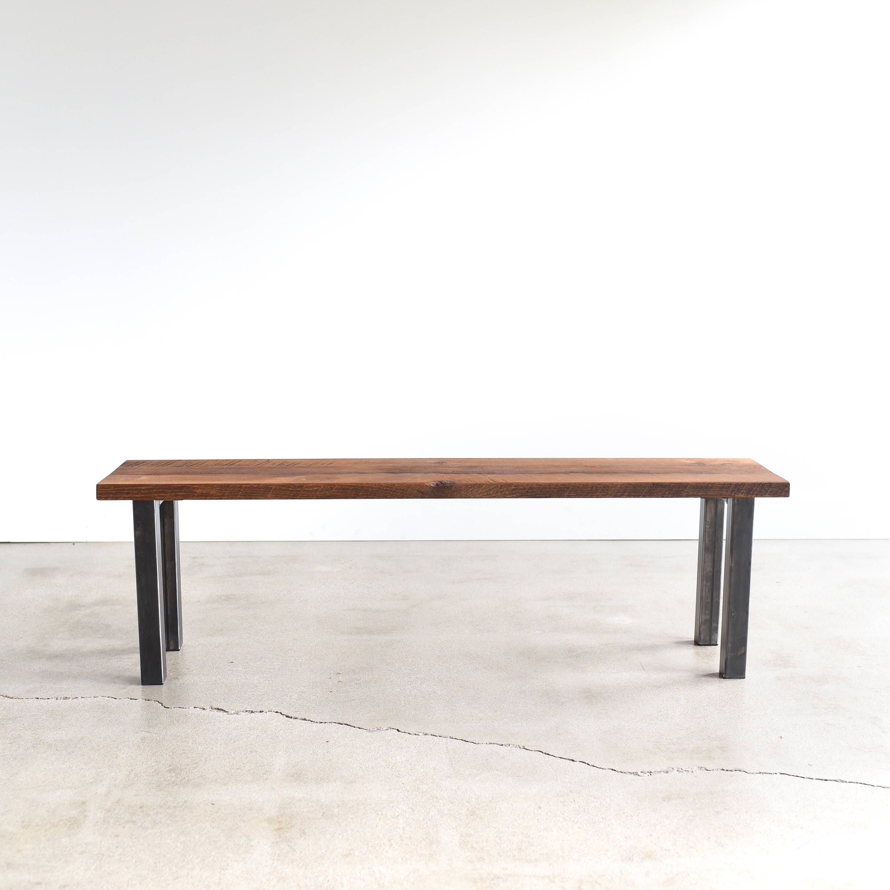 Industrial Reclaimed Wood Bench / Post Steel Legs | Etsy