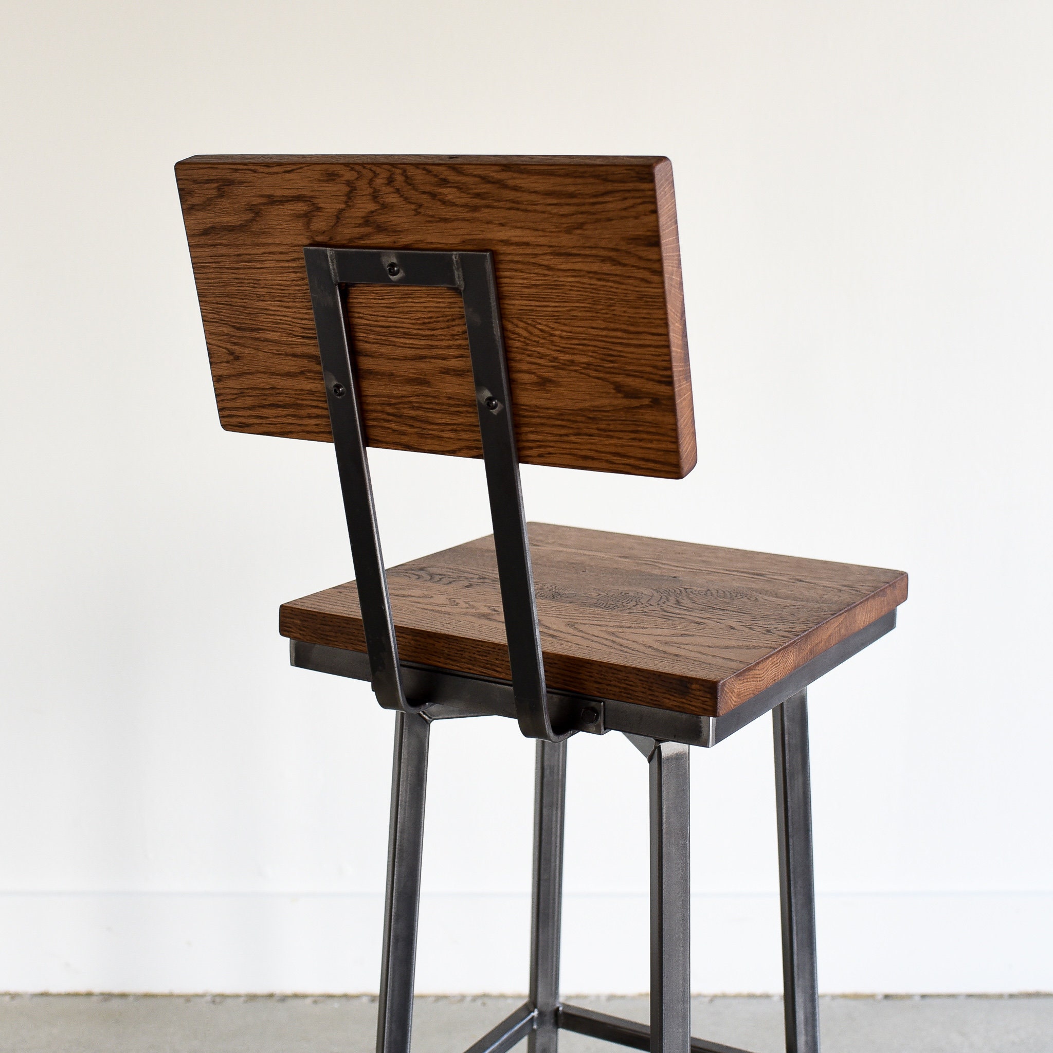 Rustic Reclaimed Wood Bar Stool / Industrial Swivel Stool | Etsy