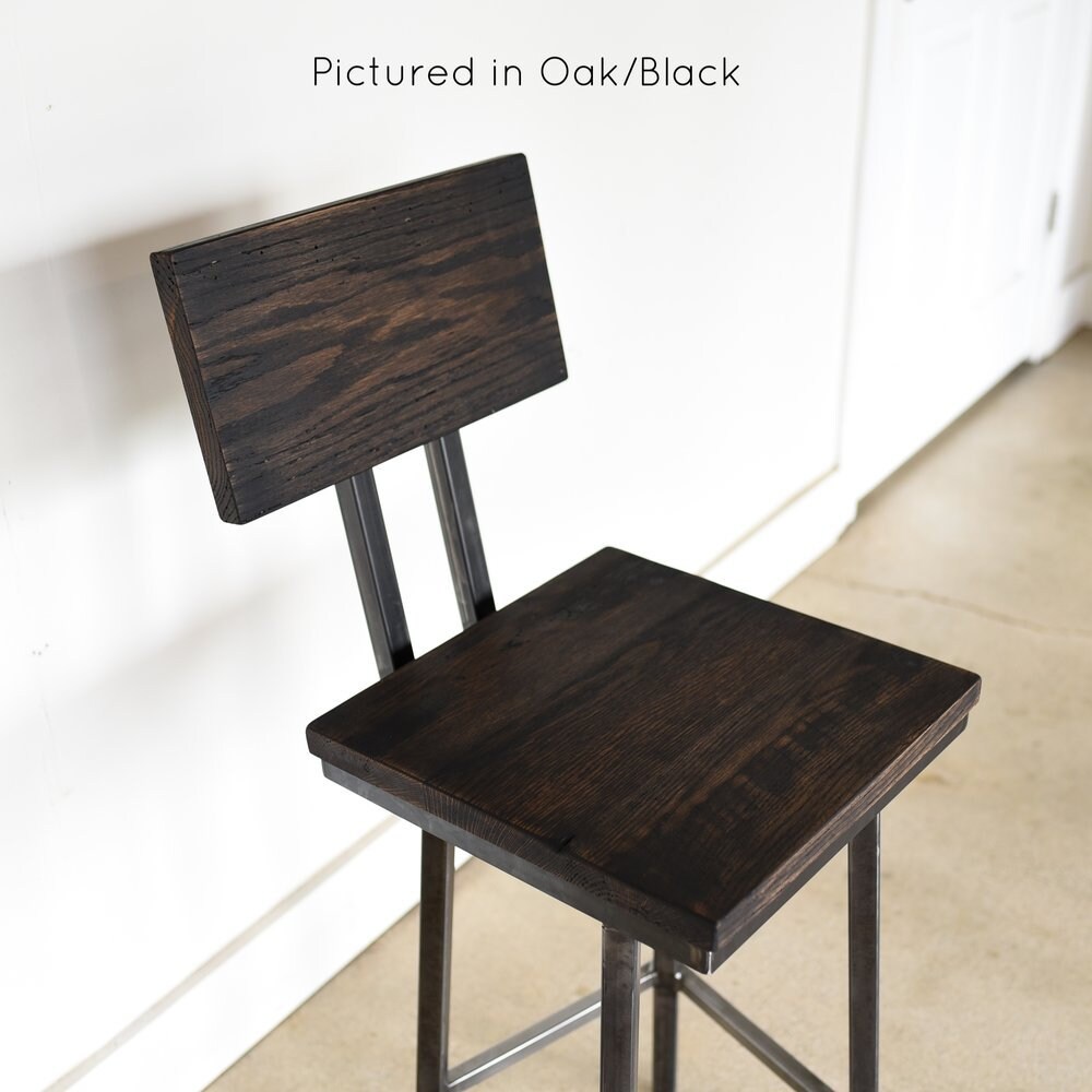 Rustic Reclaimed Wood Bar Stool / Industrial Swivel Stool - Etsy