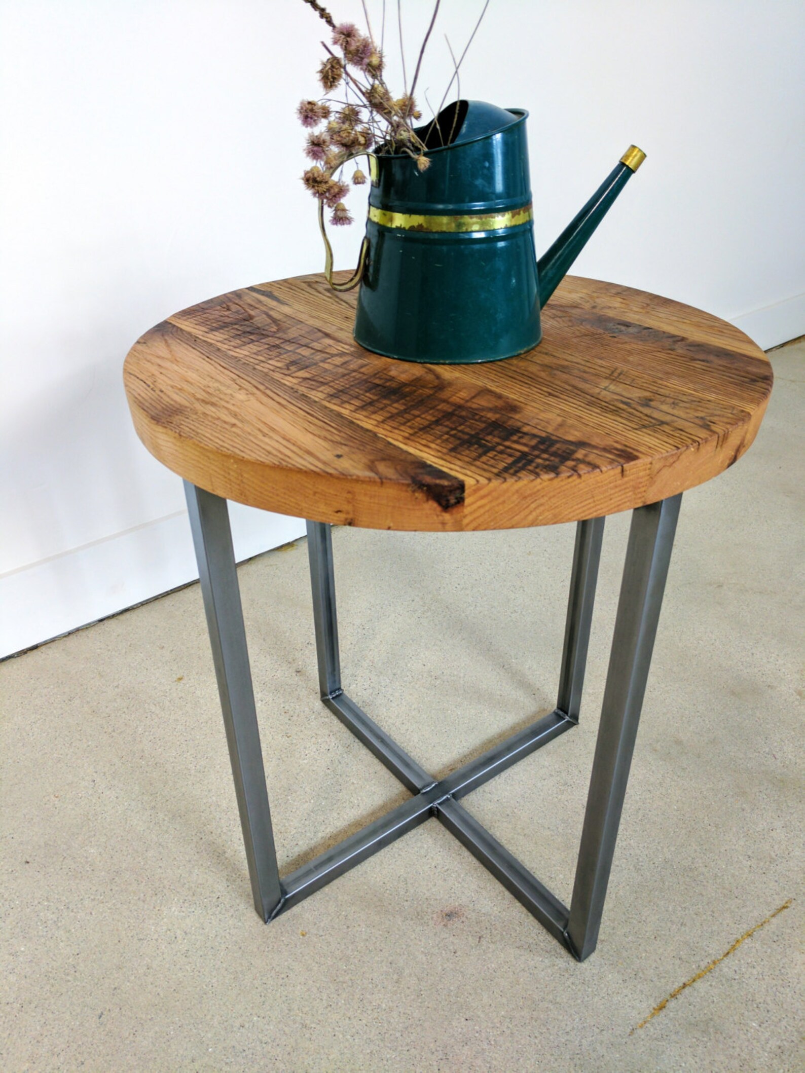 Reclaimed Wood Round Side Table / Accent Table / End Table - Etsy