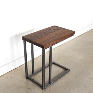 Large C-base Table Made From Reclaimed Wood / Industrial End Table - Etsy