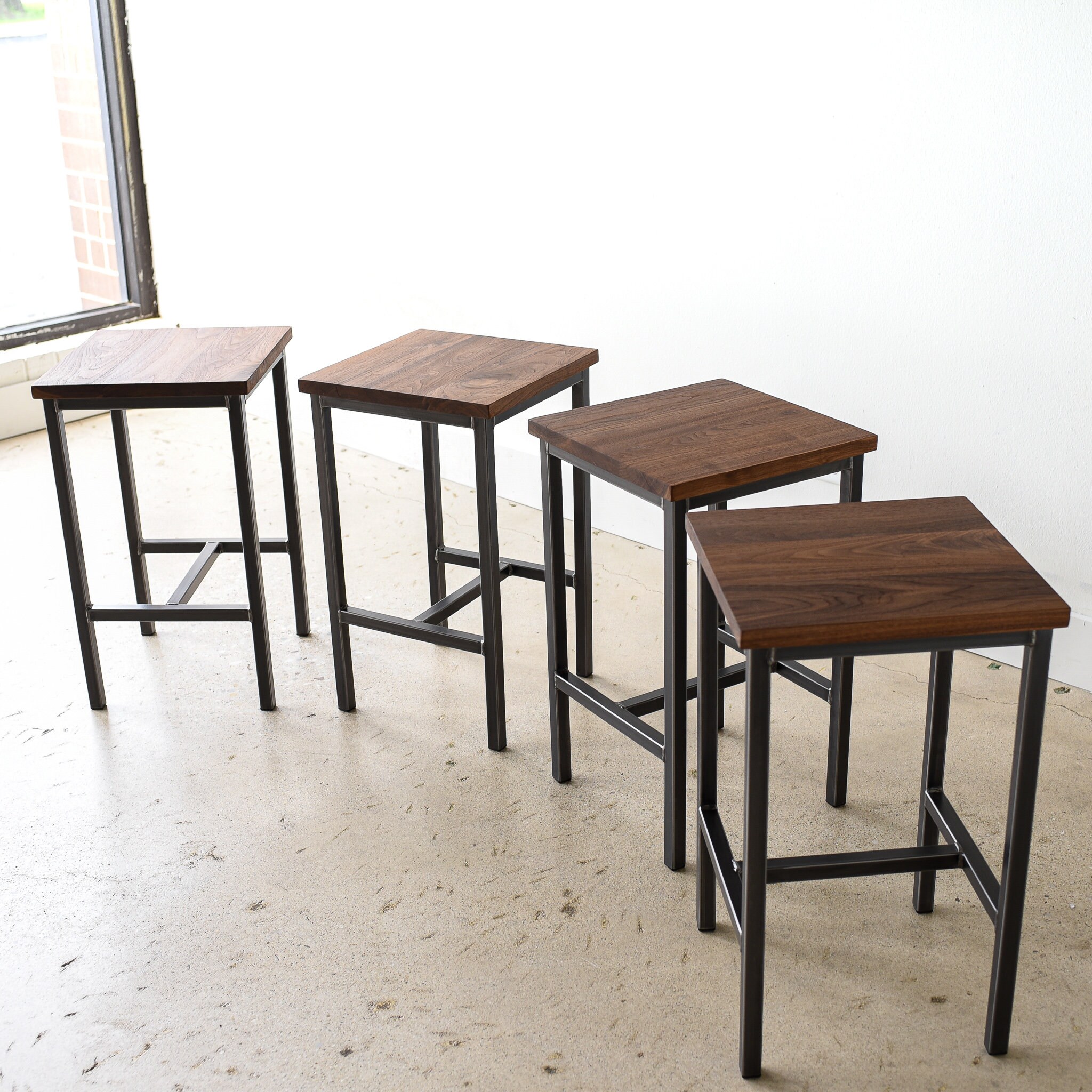 Walnut Backless Bar Stools / Counter Height Stools | Etsy