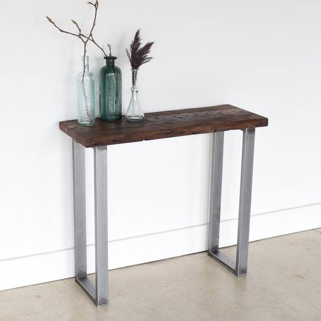 Live Edge Reclaimed Console Table / Industrial Live Edge Console Table ...