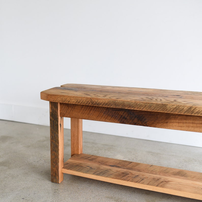 Farmhouse Bench Made From Reclaimed Wood / Lower Shelf | Etsy