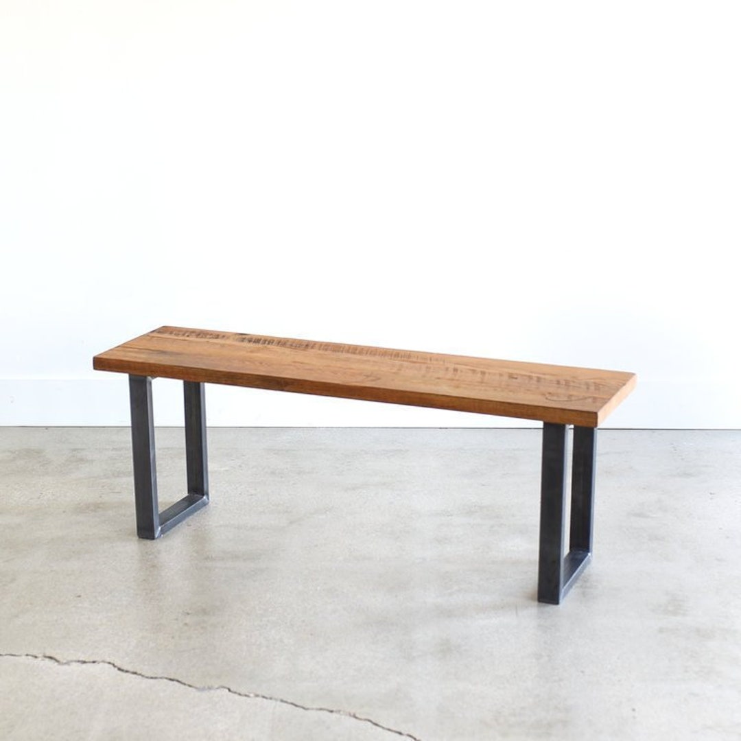 Quick Ship Reclaimed Wood Bench / Industrial U-shaped Steel Legs - Etsy