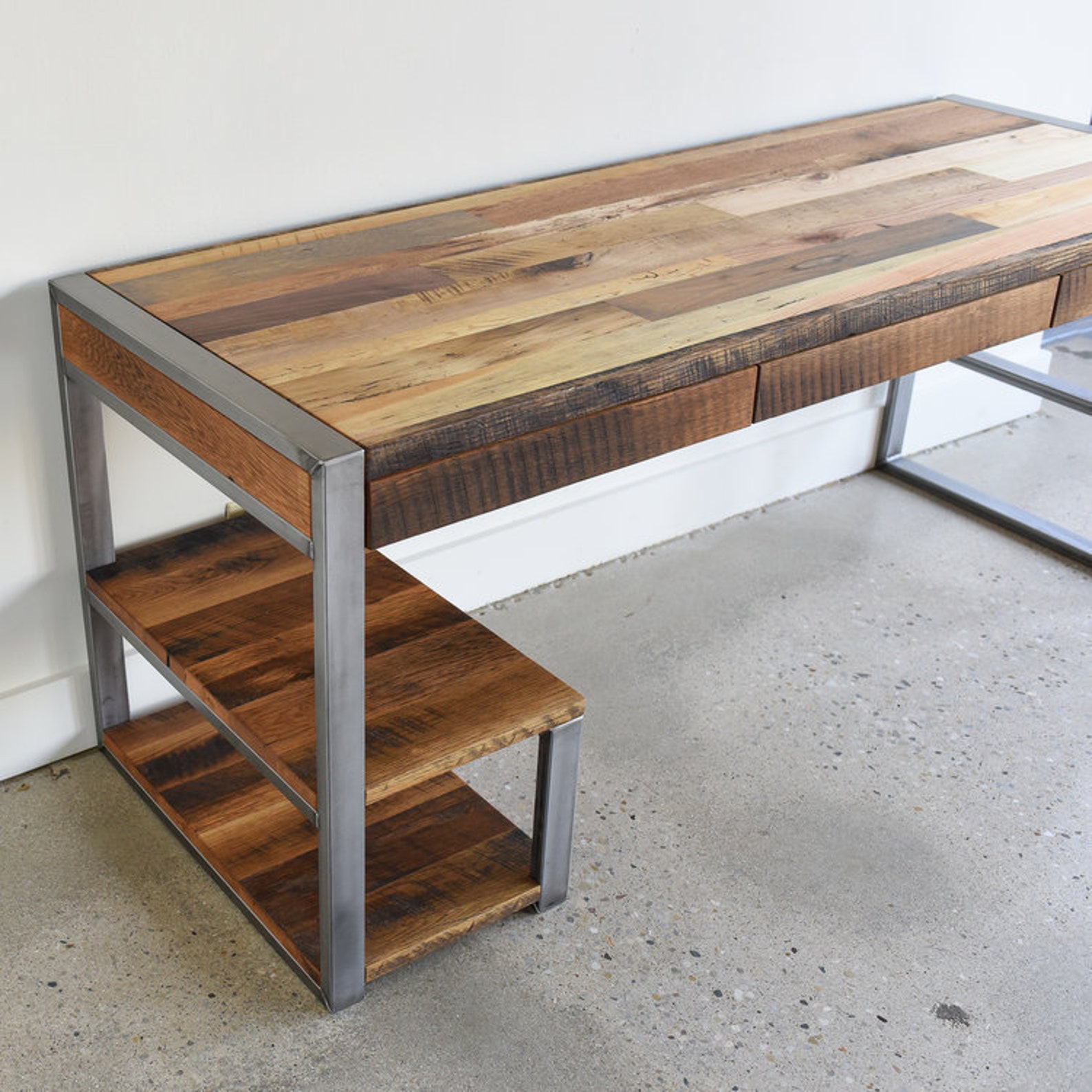 Industrial Desk Made From Reclaimed Wood / 3 Drawers and - Etsy