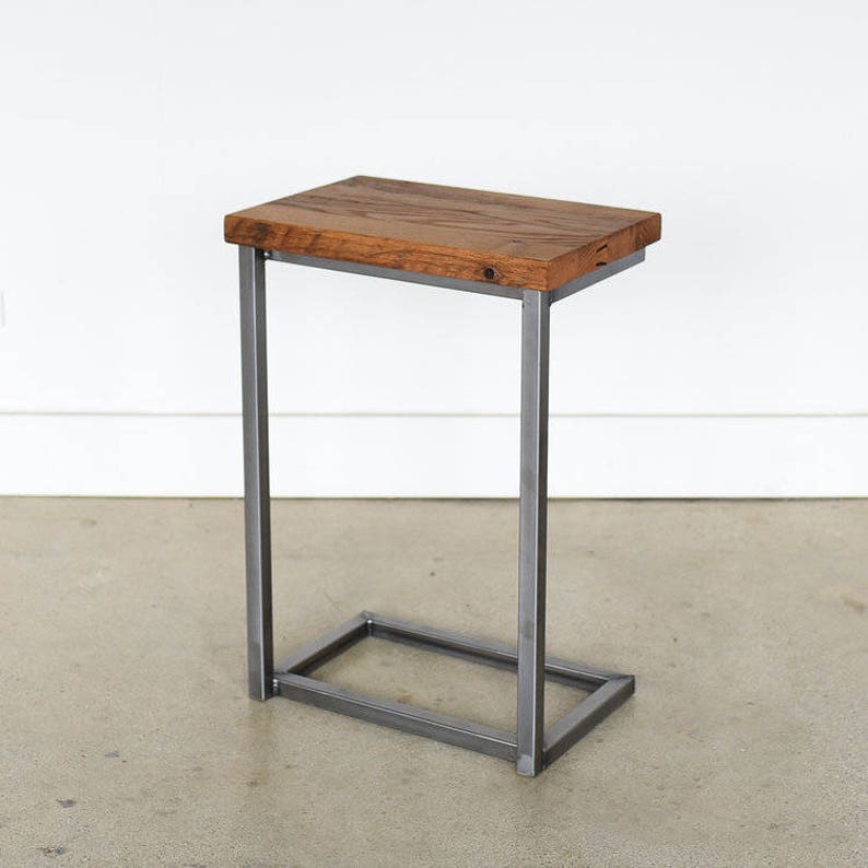 Wide Reclaimed Wood C-table / Industrial Metal C-end Table / - Etsy