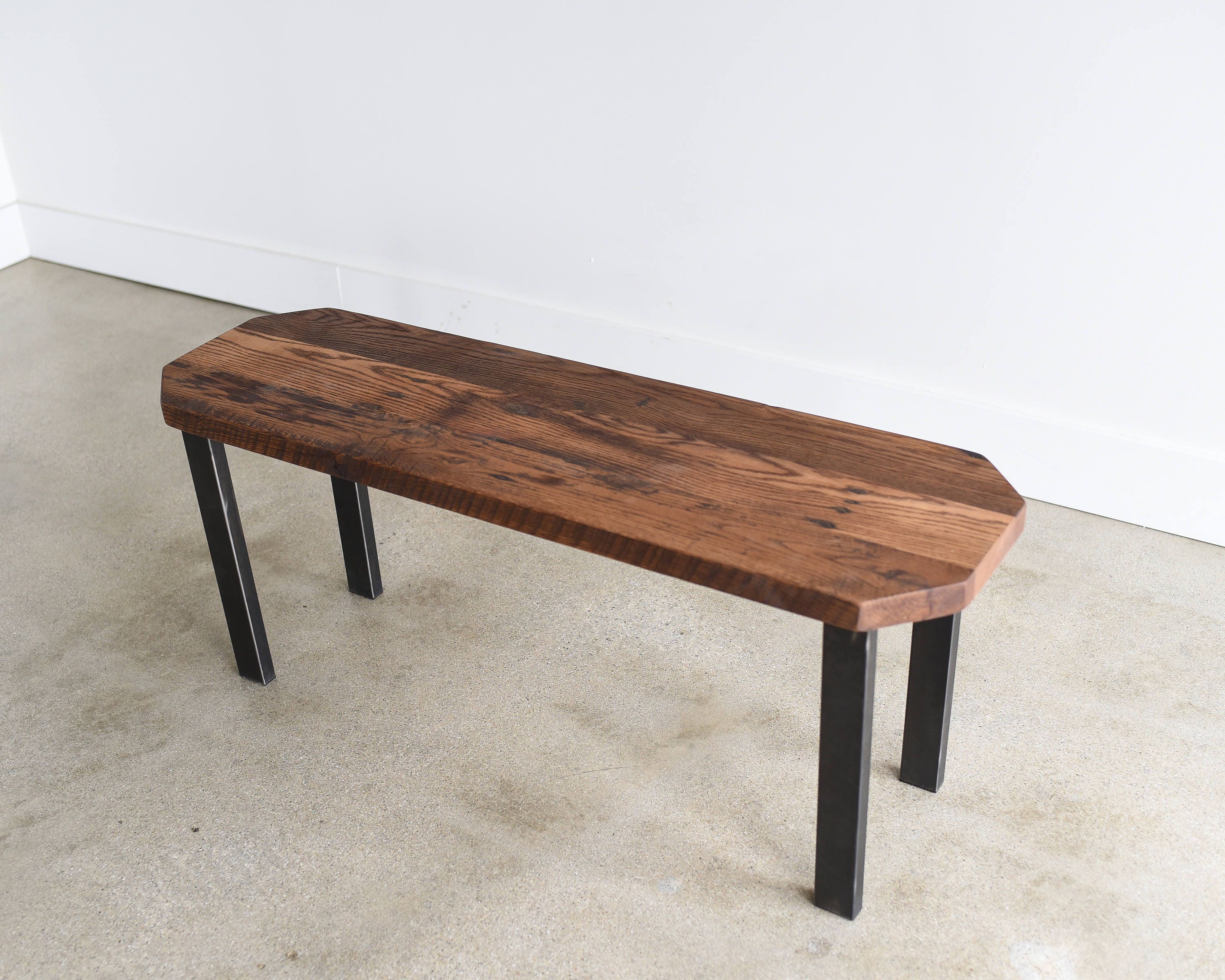 Modern Reclaimed Wood Bench / Post Industrial Steel Legs | Etsy