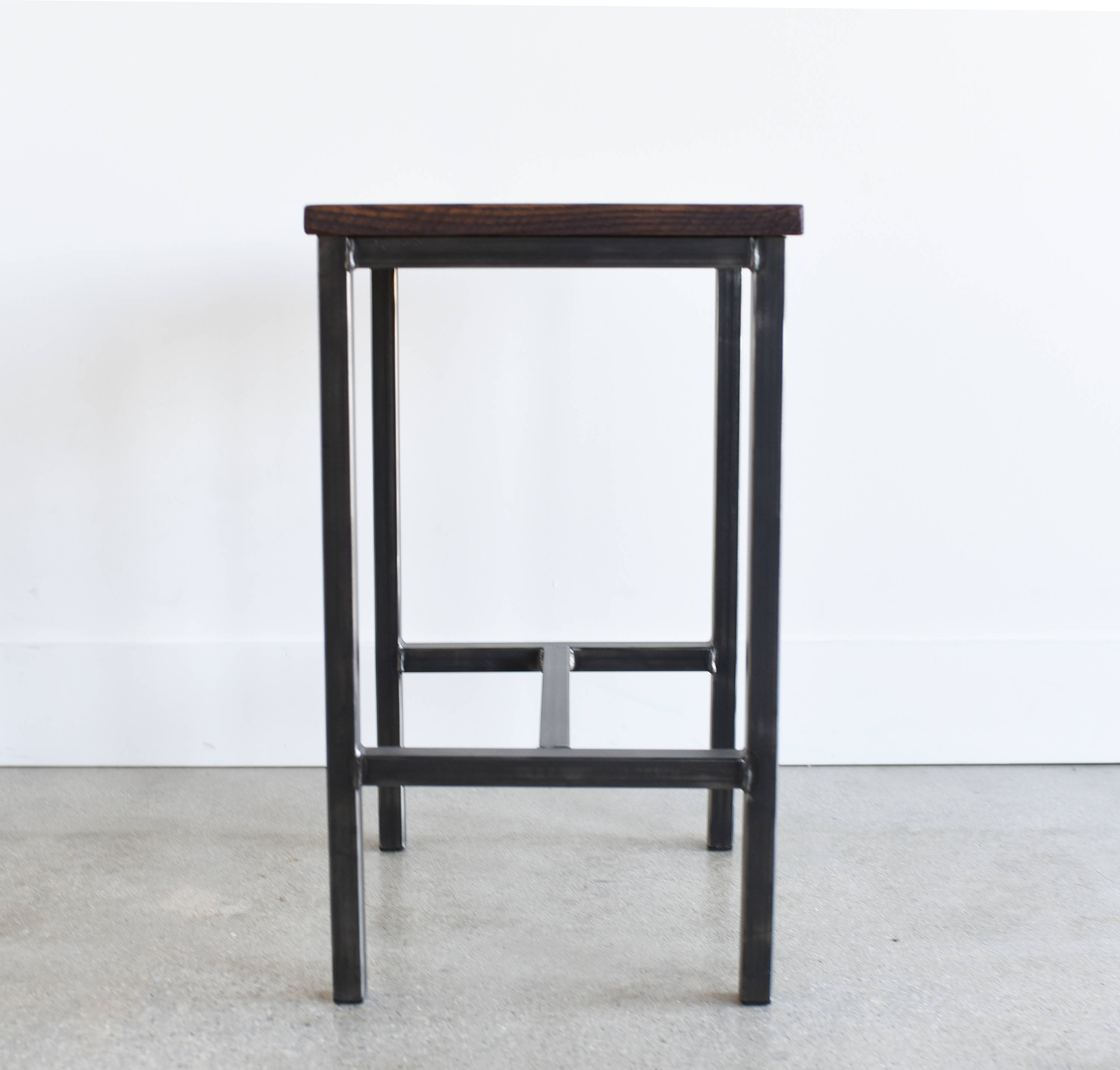 Reclaimed Wood Bar Stool with Steel Base | Etsy