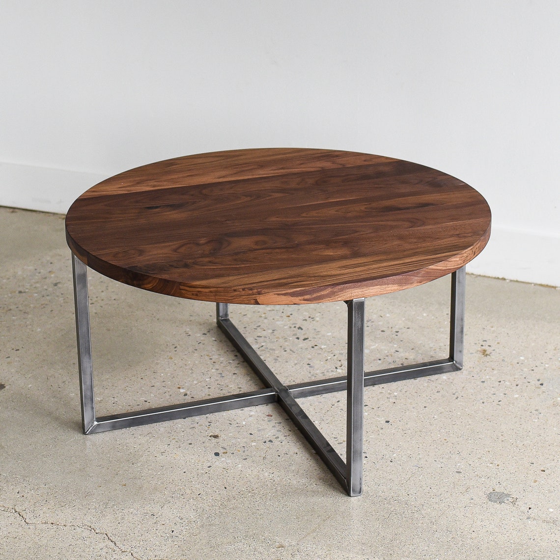 Round Walnut Coffee Table / Mid-century Modern Coffee Table - Etsy