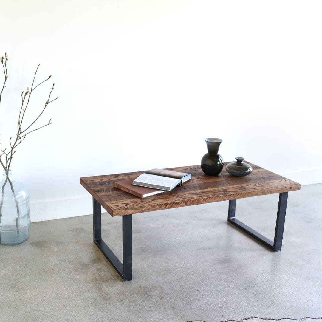 Reclaimed Wood Coffee Table / Industrial U-shaped Metal Legs - Etsy