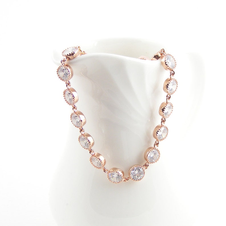 Rose Gold Crystal Bracelet Pink Gold Wedding Bridal - Etsy