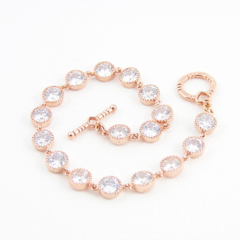 Rose Gold Crystal Bracelet Pink Gold Wedding Bridal - Etsy