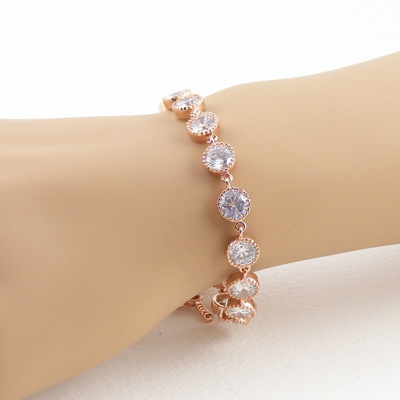 Rose Gold Crystal Bracelet Pink Gold Wedding Bridal - Etsy