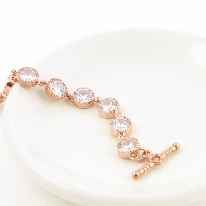 Rose Gold Crystal Bracelet Pink Gold Wedding Bridal - Etsy
