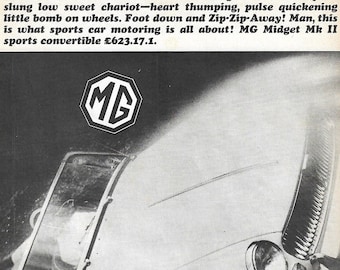 MG Midget Car Print 1970, Original Advertising Wall Art - Etsy