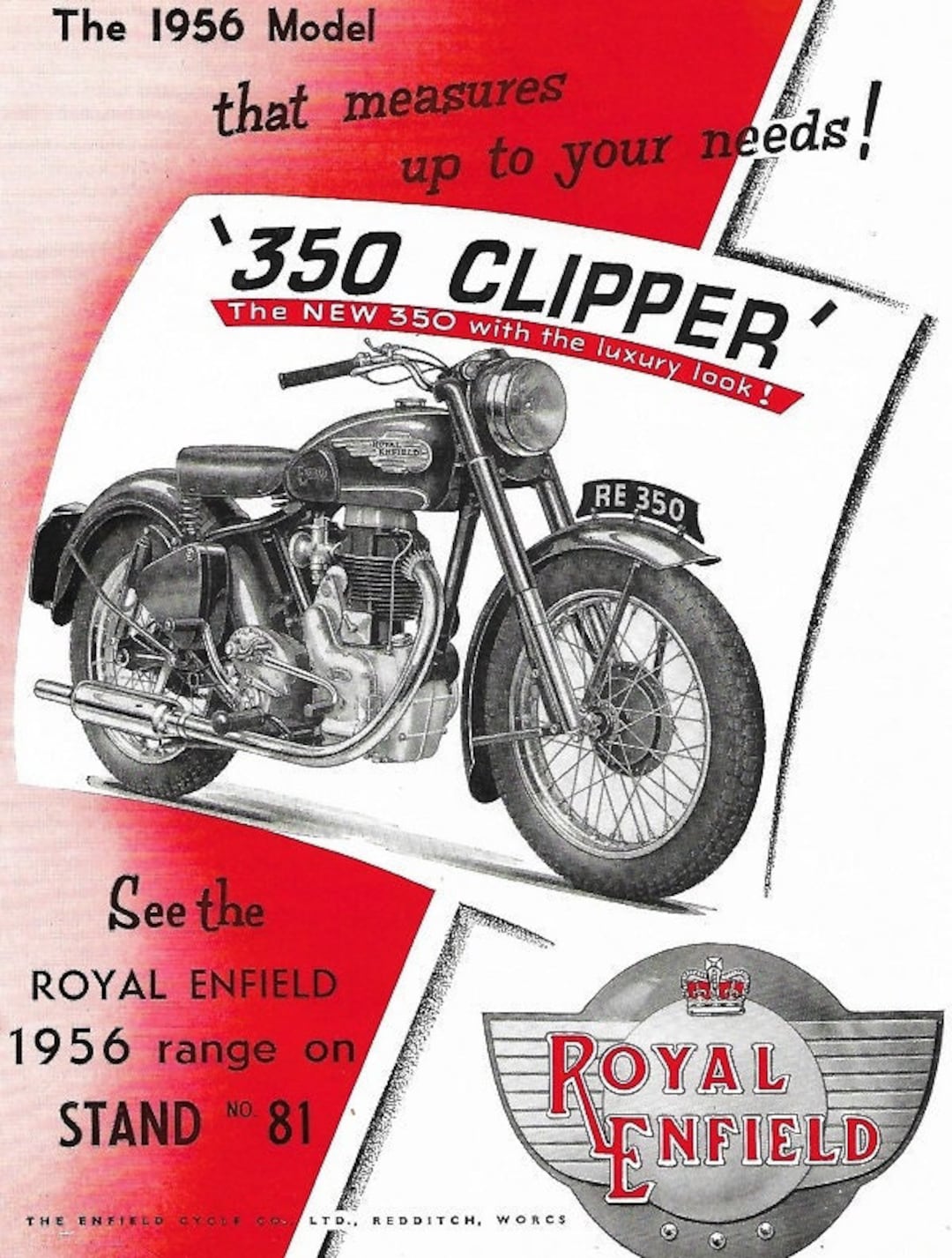 Royal Enfield Motorcycle Print 1955, Original Advertising Wall Art - Etsy