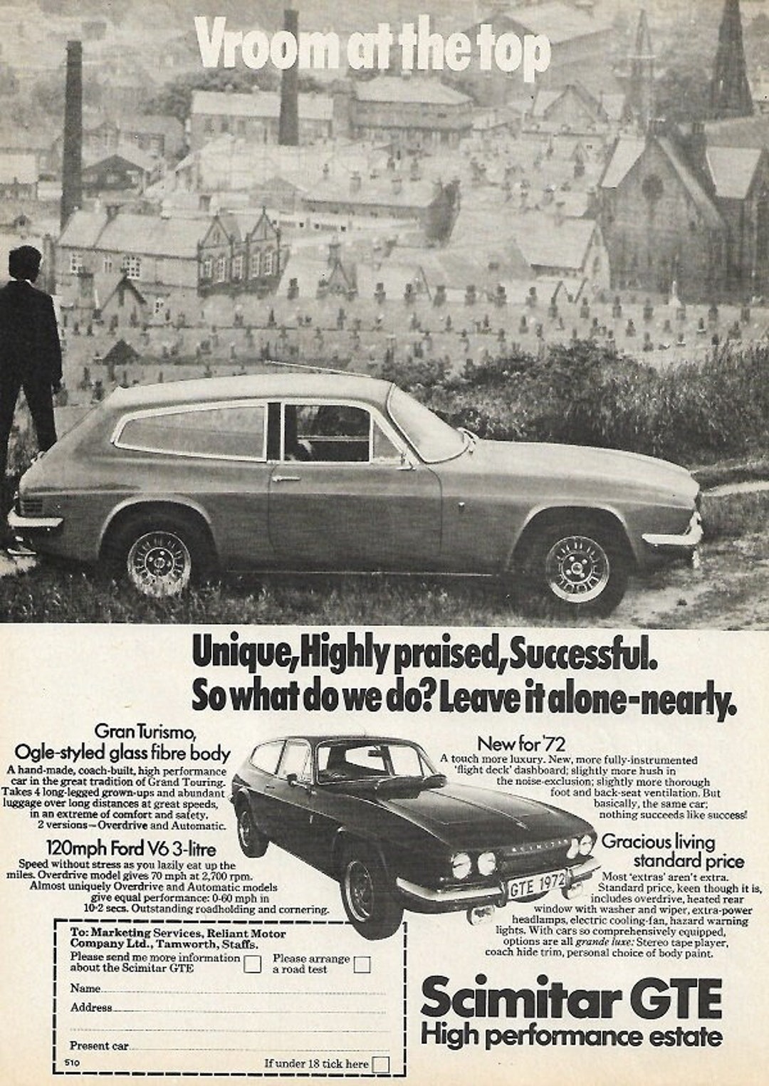 Reliant Scimitar Car Print 1971, Original Advertising Wall Art - Etsy