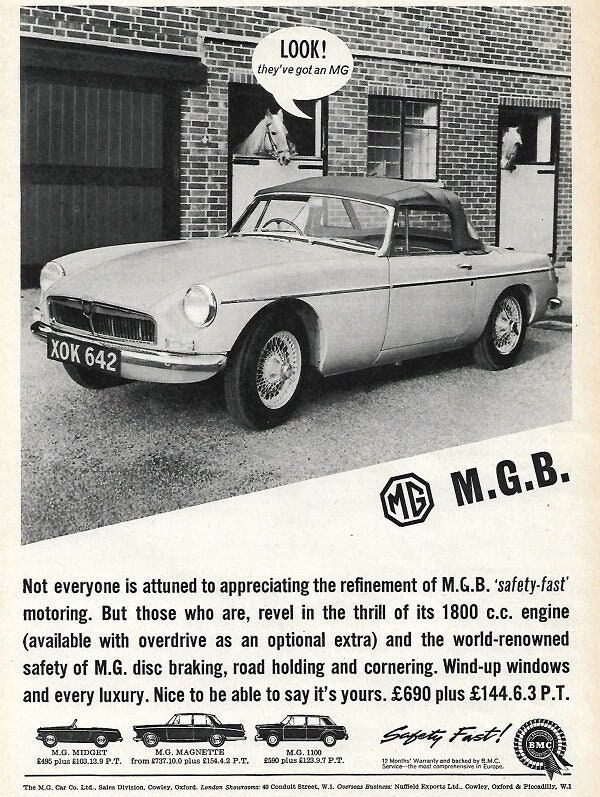 MGB Car Print 1963, Original Advertising Wall Art - Etsy