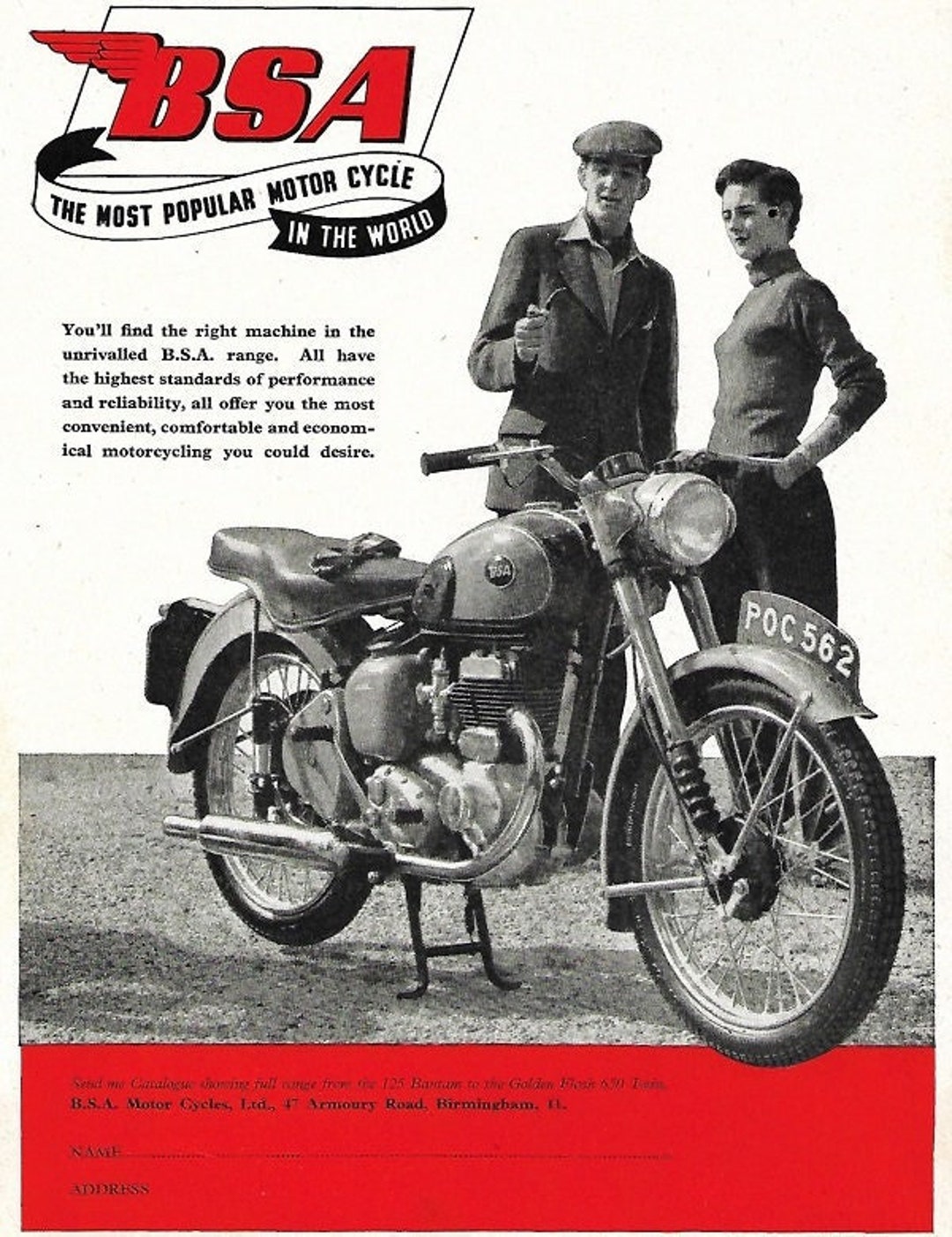 BSA Motorcycle Print 1955, Original Advertising Wall Art - Etsy