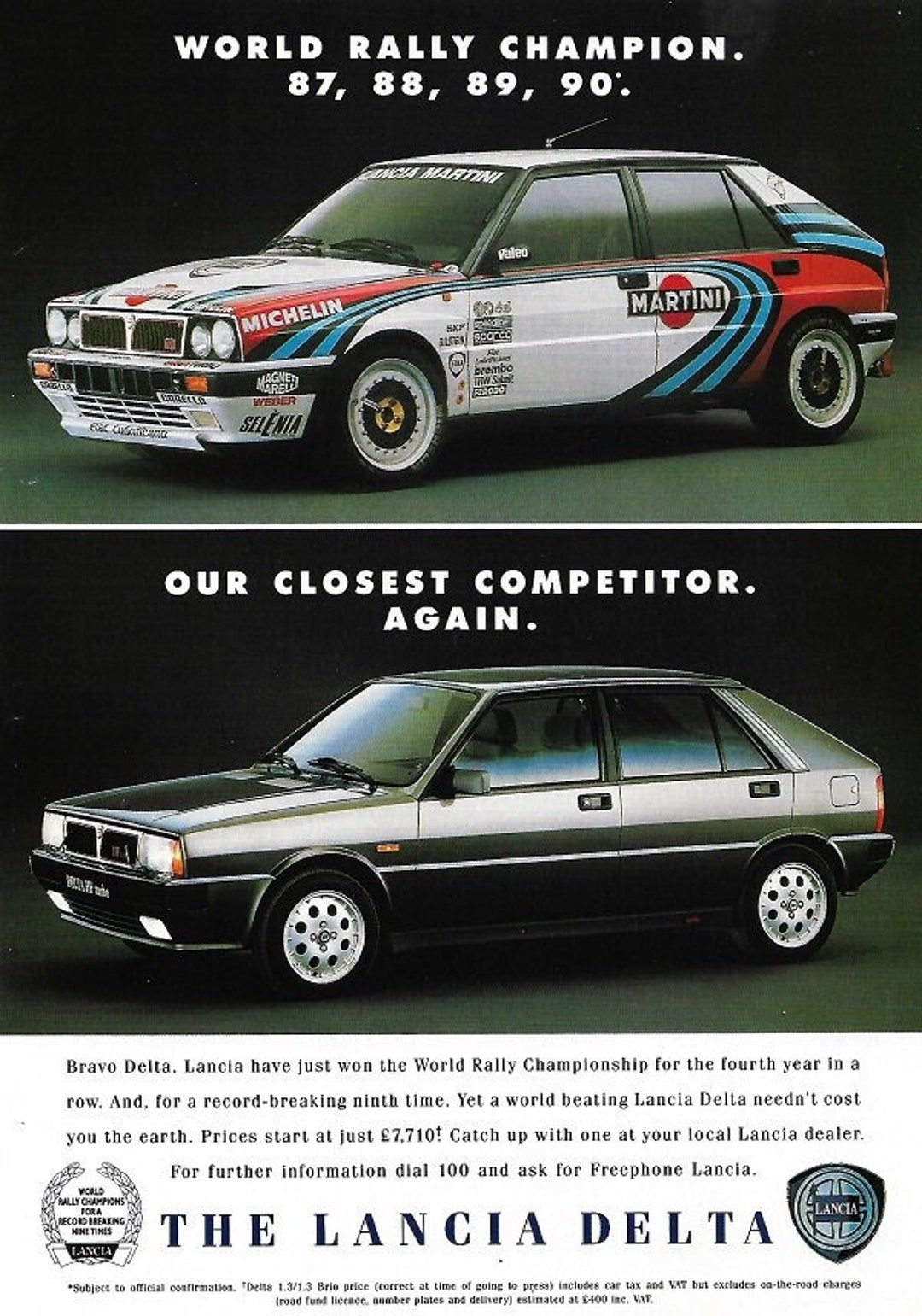 Lancia Delta Car Print 1990, Original Advertising Wall Art - Etsy
