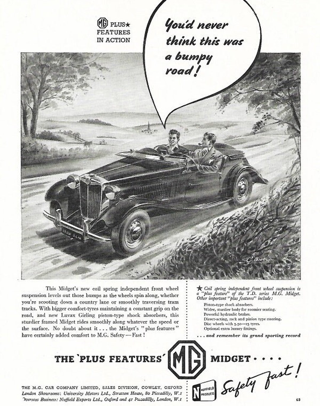 MG Midget Car Print 1952, Original Advertising Wall Art - Etsy