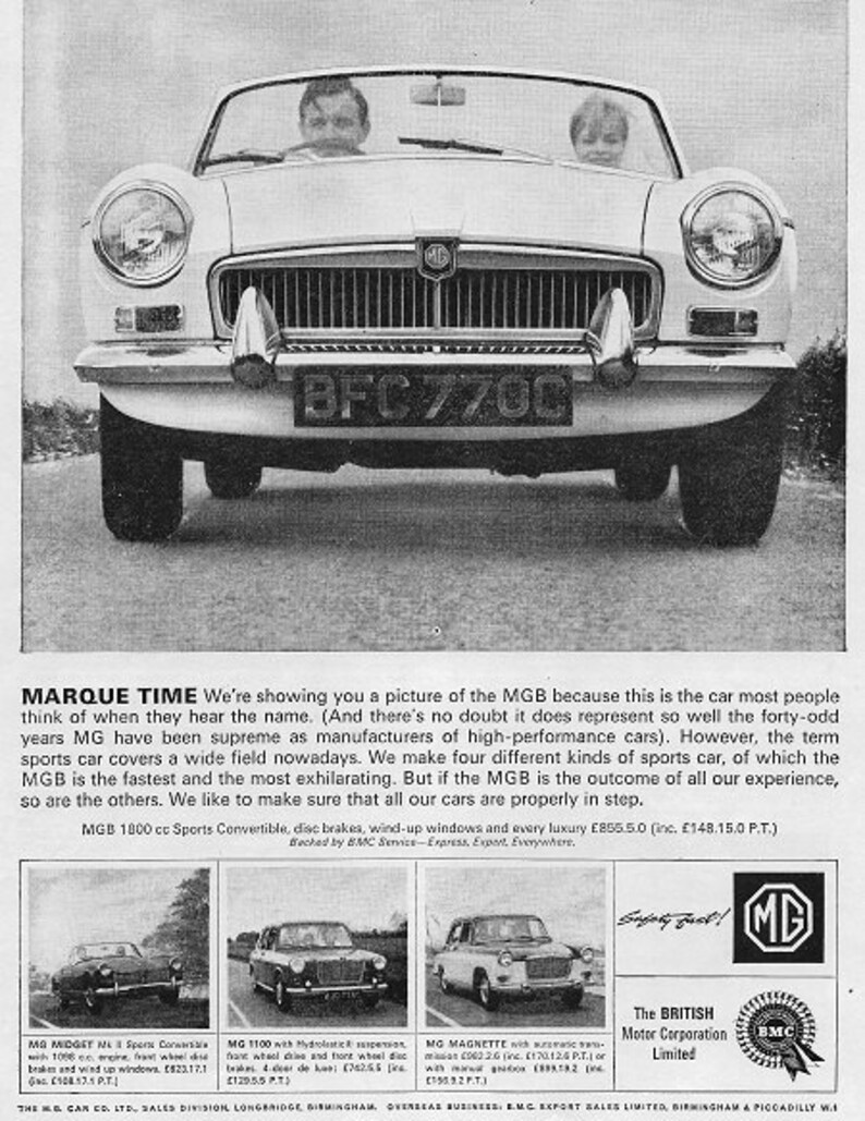 MG Car Print 1966, Advertising Wall Art - Etsy