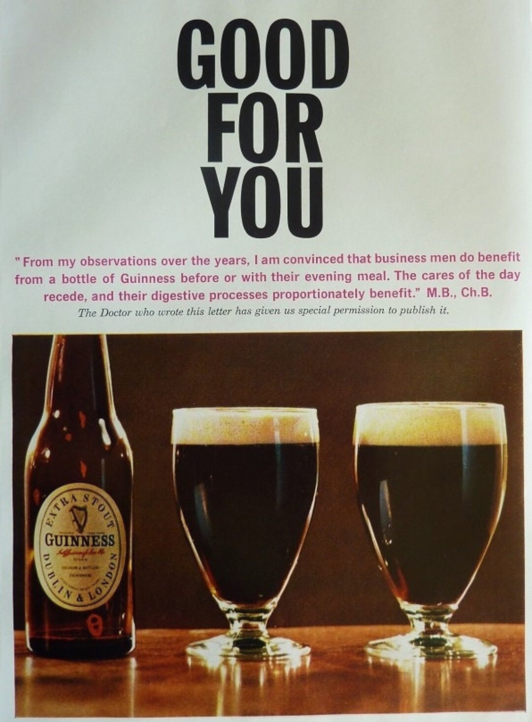 Guinness Print 1962, Original Advertising Wall Art - Etsy