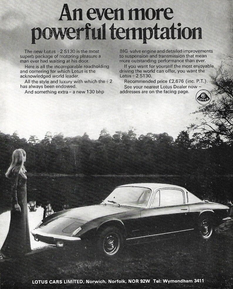 Lotus Car Print 1971, Original Advertising Wall Art - Etsy