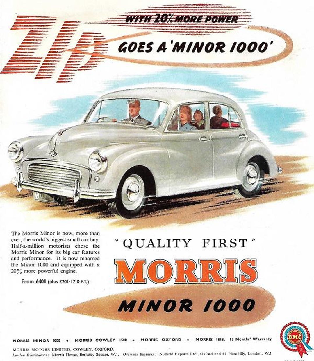 Morris Minor Car Print 1956, Original Car Advert - Etsy