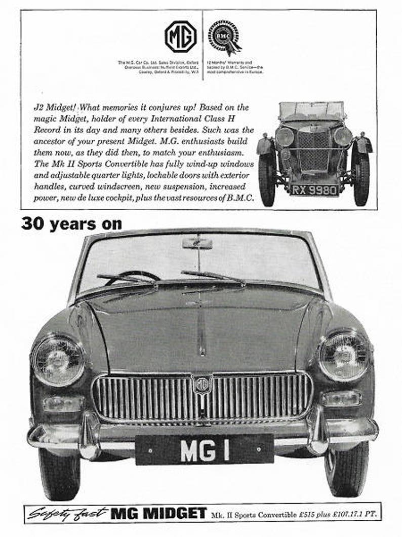 MG Midget Car Print 1964, Advertising Wall Art - Etsy