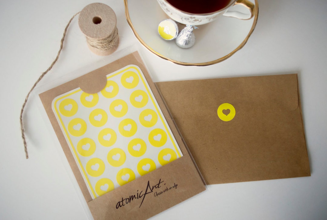 Lemon Yellow Heart Stickers - 24 Handmade Envelope Seals - Etsy