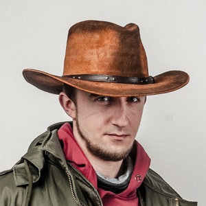 BUCKAROO Genuine Leather Western Cowboy Hat Outback Rodeo Old West ...